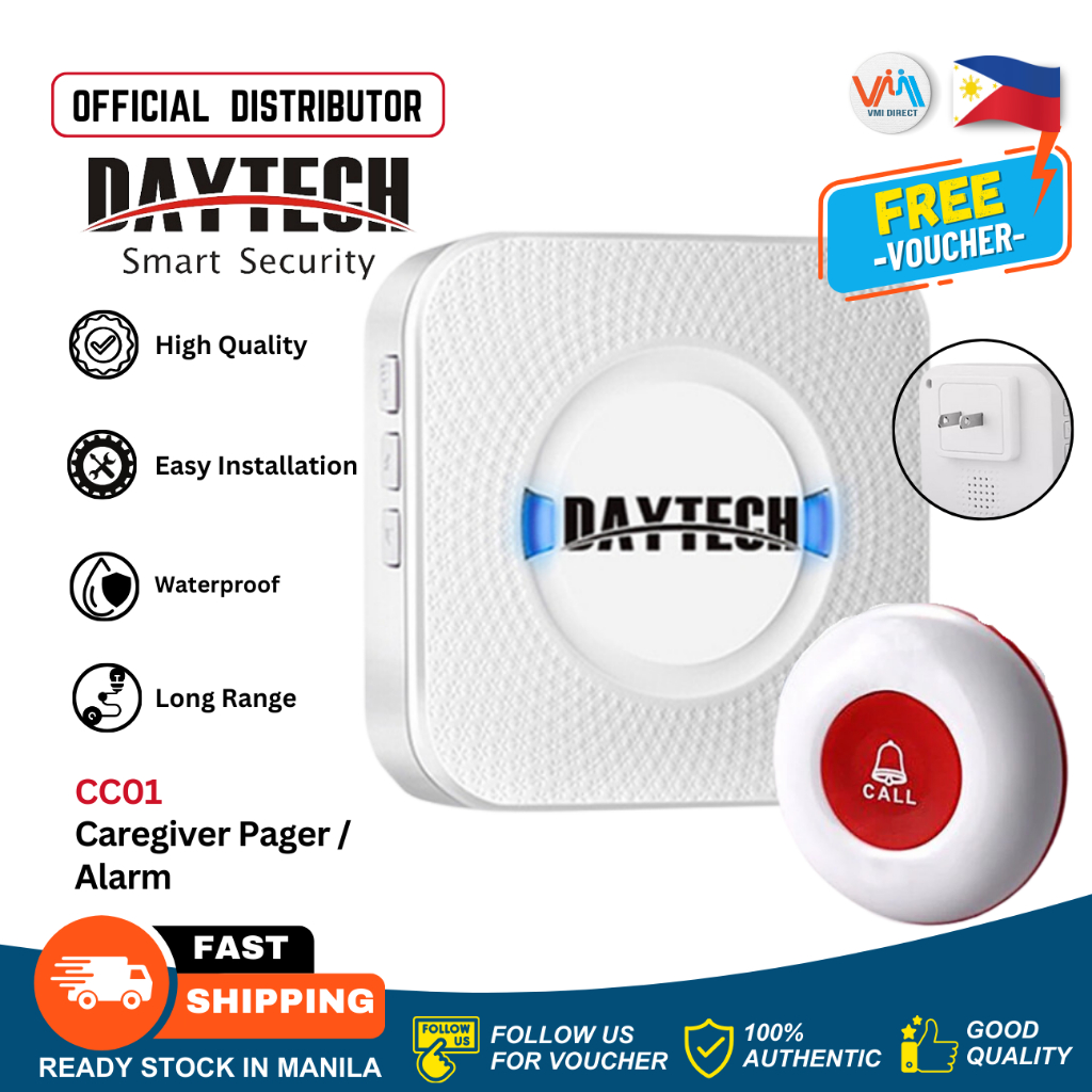DAYTECH CC01 VP2 Emergency Wireless Caregiver Pager Waterproof SOS Button Patient Help Strobe ...