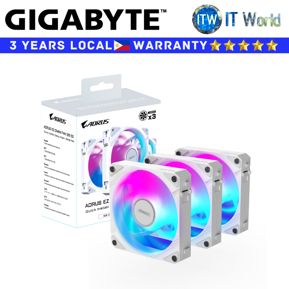 Itw | Gigabyte PC Fan Aorus EZ Chain Fan 120 Ice (3-Pack) (GP-ECFAN1203 ...