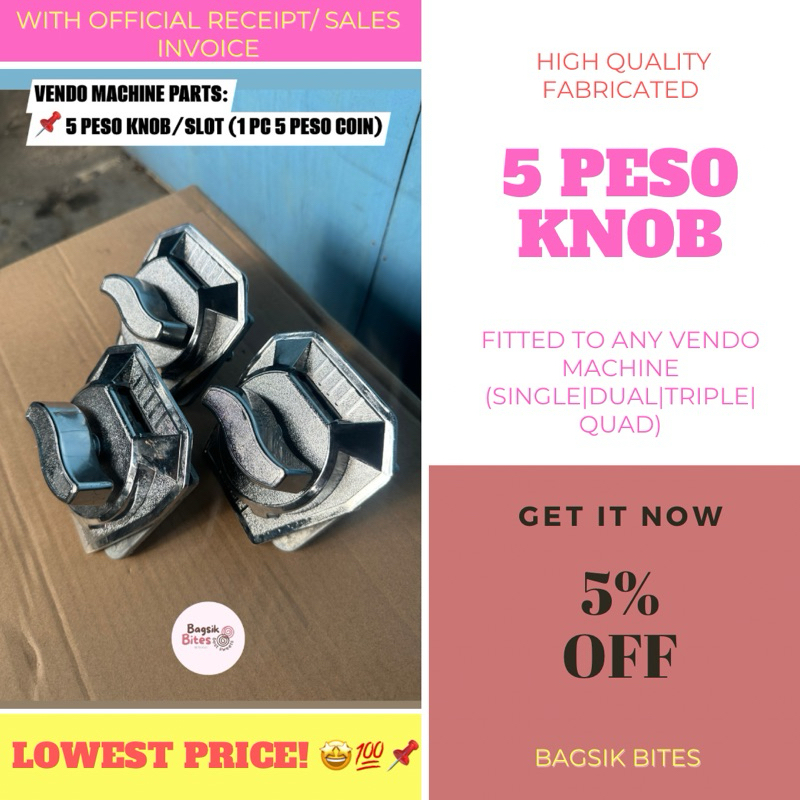 VENDO MACHINE PARTS: 5 PESO KNOB (1 PC 5 PESO COIN SLOT) | Shopee ...