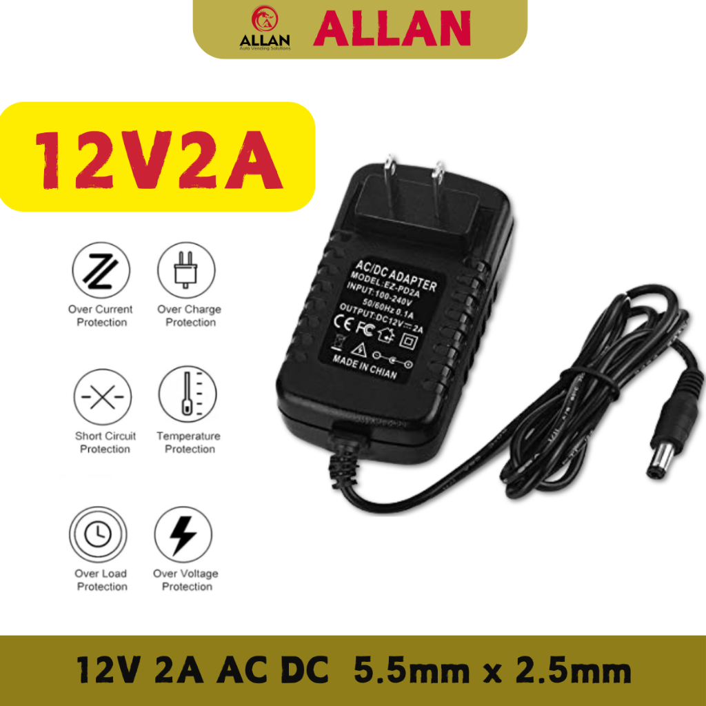ALLAN 12V 2A AD/DC CCTV Power Adapter For Router / TP-Link / PLDT ...