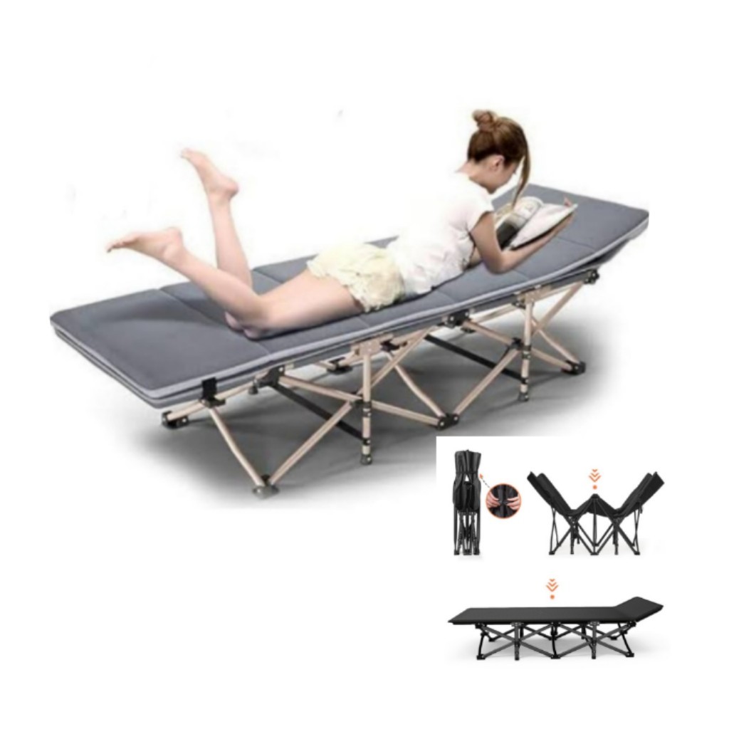FOLDING BED SINGLE PORTABLE CAMPING BED OFFICE BED NAP | Shopee Philippines