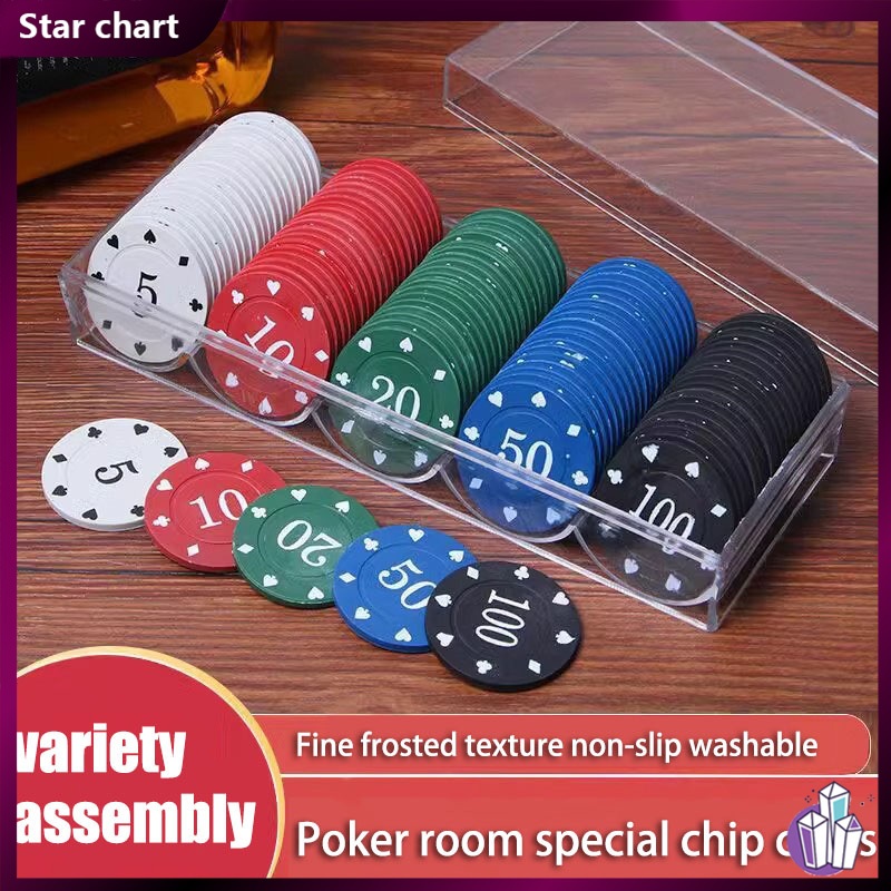 100pcs Poker Chip Set Portable Round Chips For Texas Holdem Poker Game ...