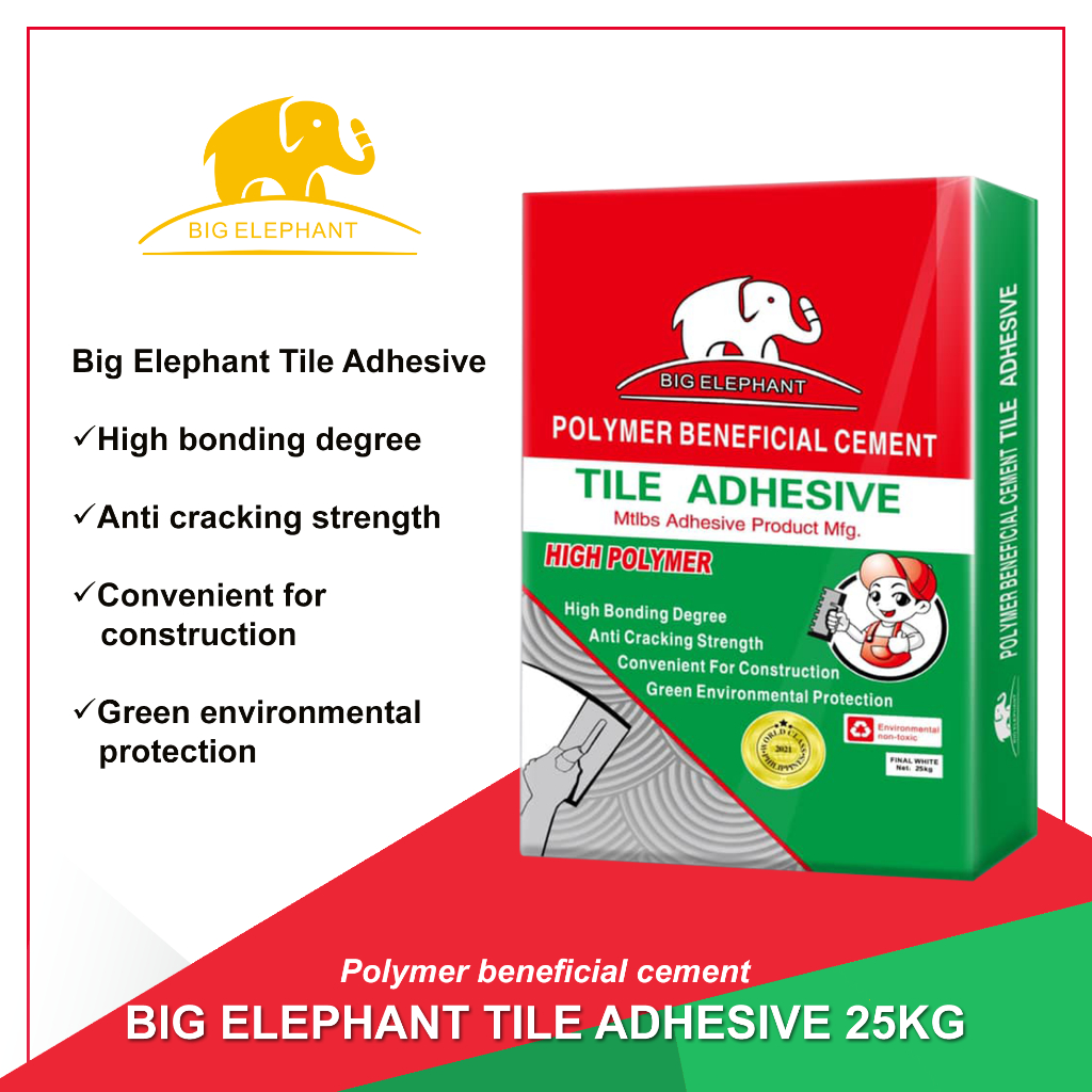 Big Elephant Tile Adhesive 25KG High Polymer Cement Construction ...
