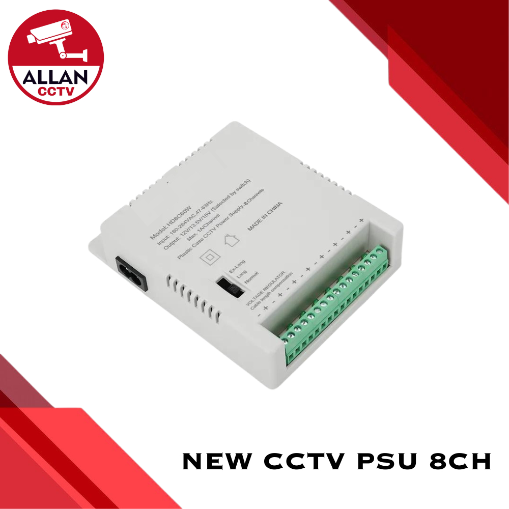 ALLAN CCTV 8 Channel 12V/13.5V/15V 5A 60W CCTV Power Supply 12V ...