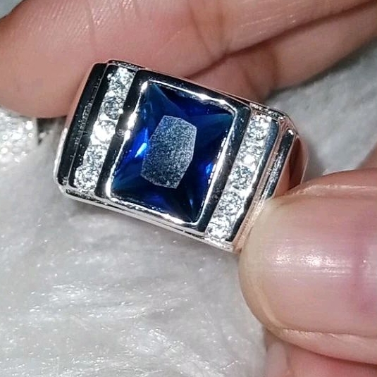 silver mens blue stone ring | Shopee Philippines