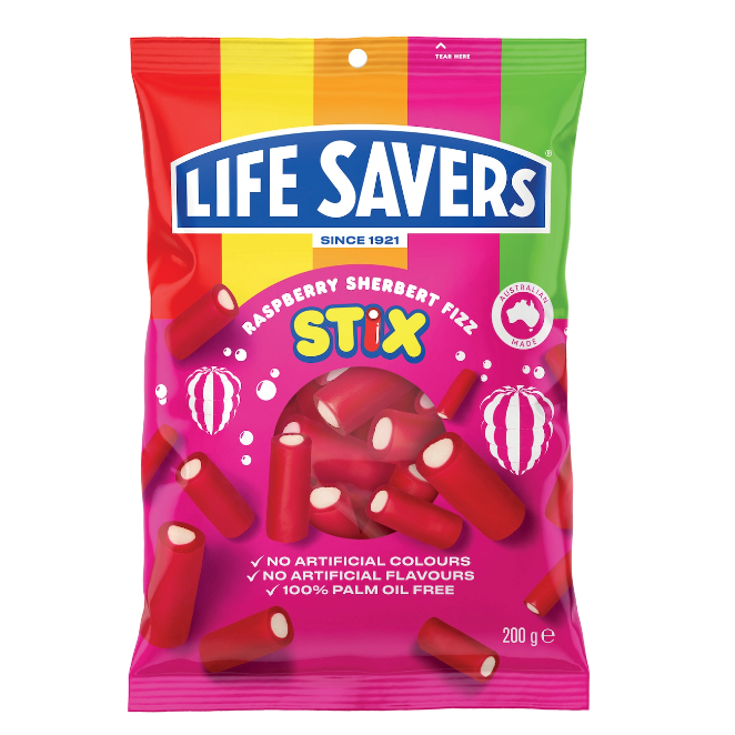 Life Savers Raspberry Sherbert Fizz Stix 200g (APR 2025) | Shopee ...