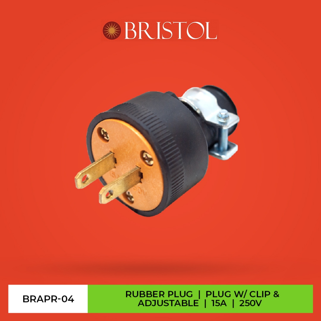 BRISTOL Heavy duty Regular Rubber Plug with clip adjustable 15A/250v ...