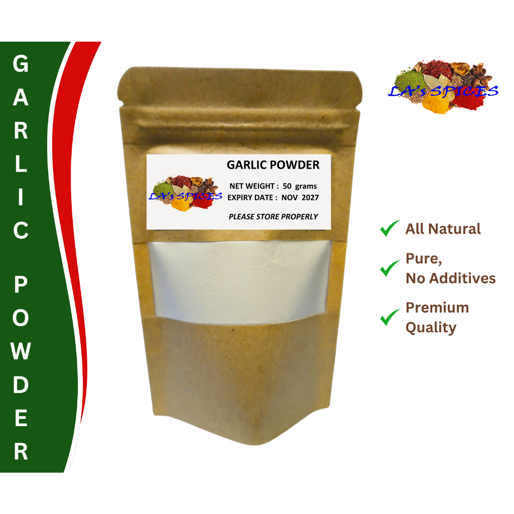 Pure Garlic Powder in Convenient Resealable Pouches - 50/100/250 grams ...