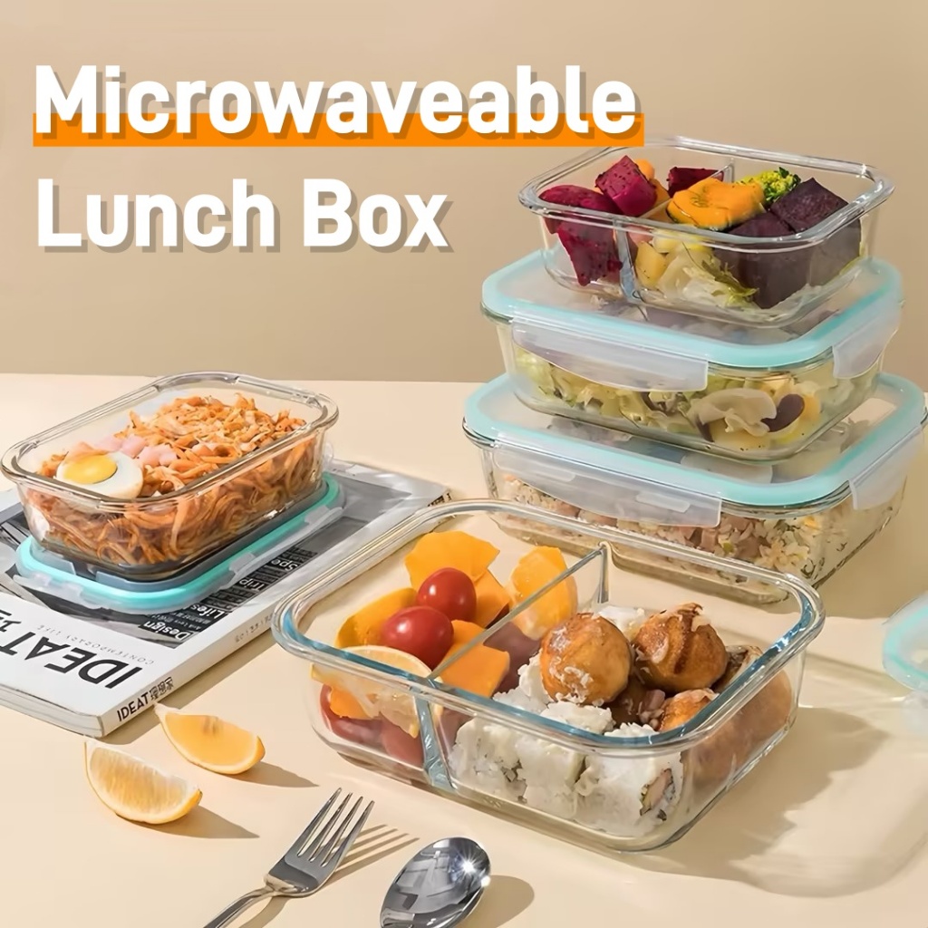 Food Container with Cover Microwavable Refrigerator Organizer Bento ...