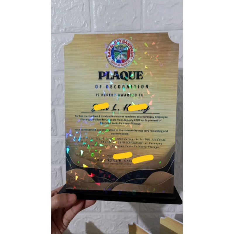 CUSTOMIZED PLAQUE for recognition/appreciation frame WITH PRINT ...