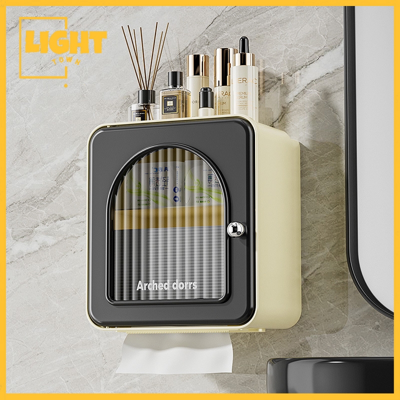 COD Creative Large Capacity Wall-Mounted Roll Paper Storage Box Plastic ...