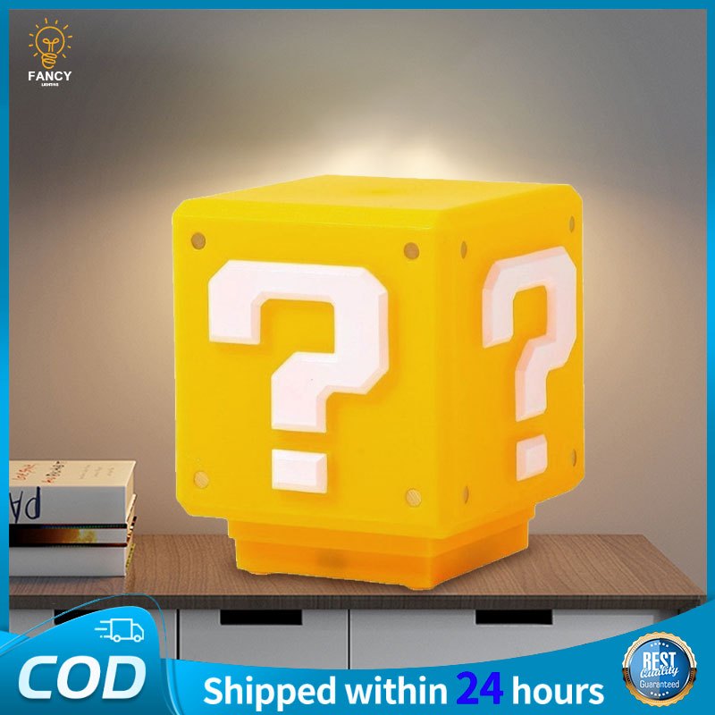 Super Mario Lamp LED Question Mark Brick Night Light USB Charging Kids ...
