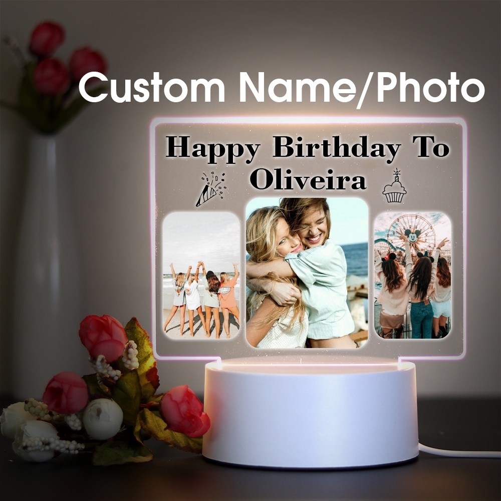 Personalized birthday name, multiple photos, customized 3D acrylic ...