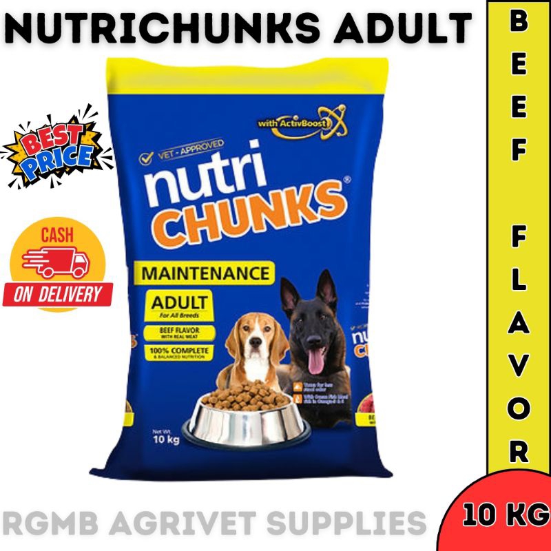 Nutri chunks Adult Beef Flavor Dog Food 10kg | Shopee Philippines