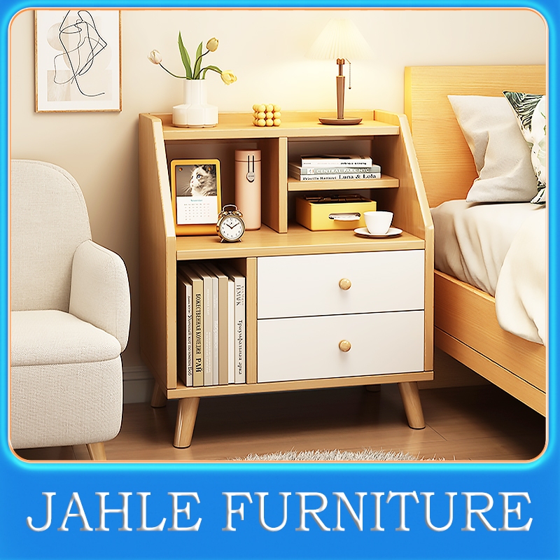 Nordic bedside table with drawer Bedroom storage bedside cabinet Wooden ...