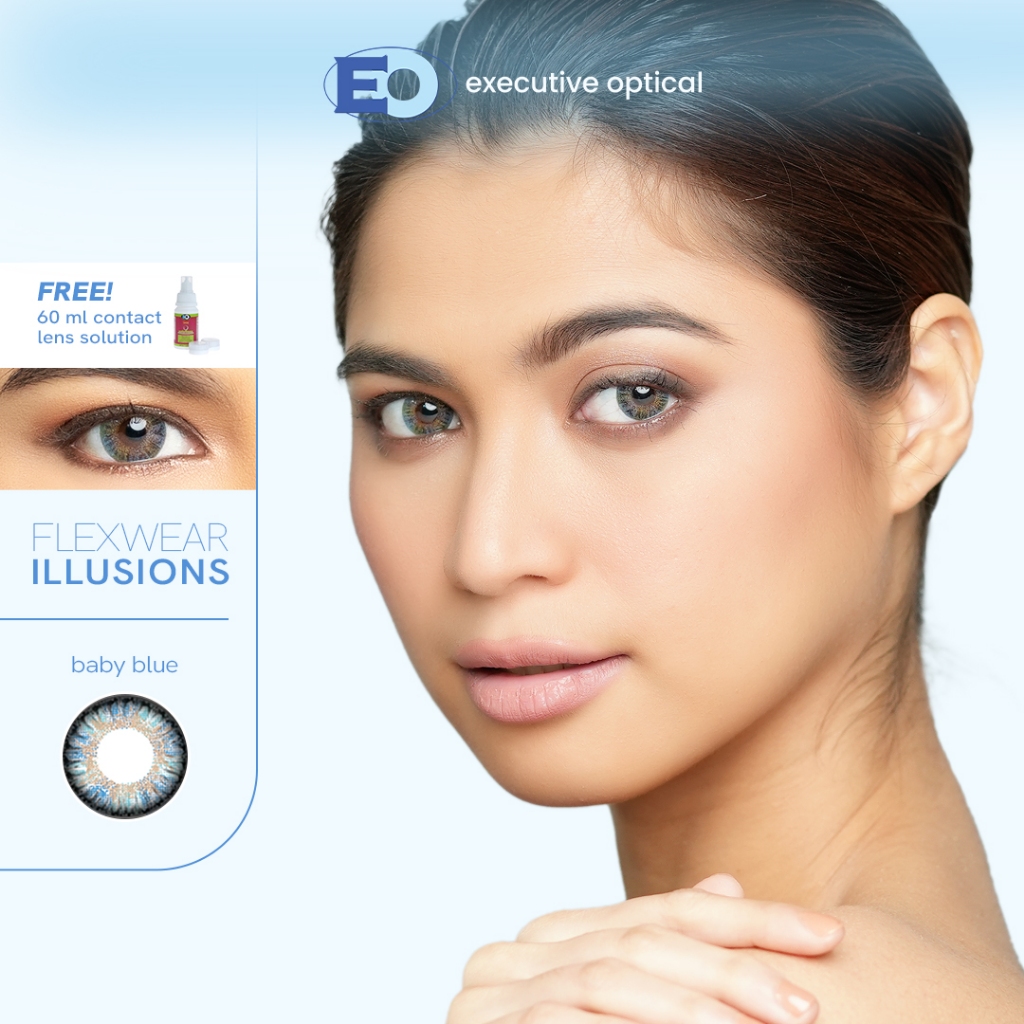 EO Flexwear Illusions Baby Blue | Blue Contact Lenses with Solution Set ...