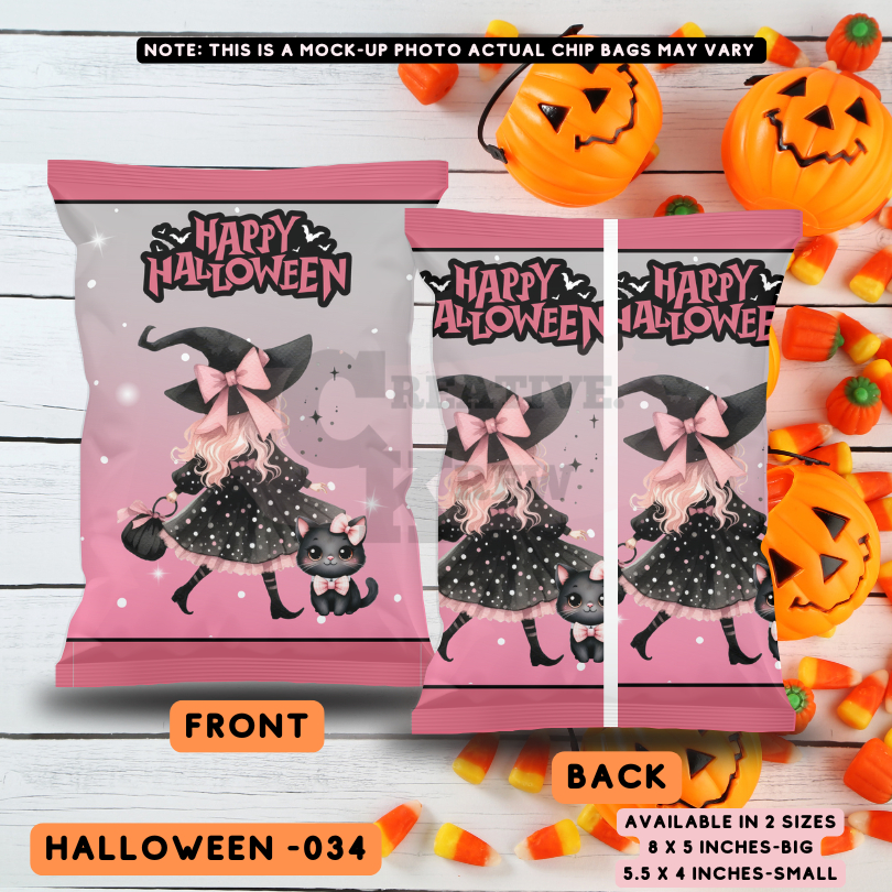 Halloween Design 31-40 Chip Bags Party Loot Bag Personalize Name Glossy ...