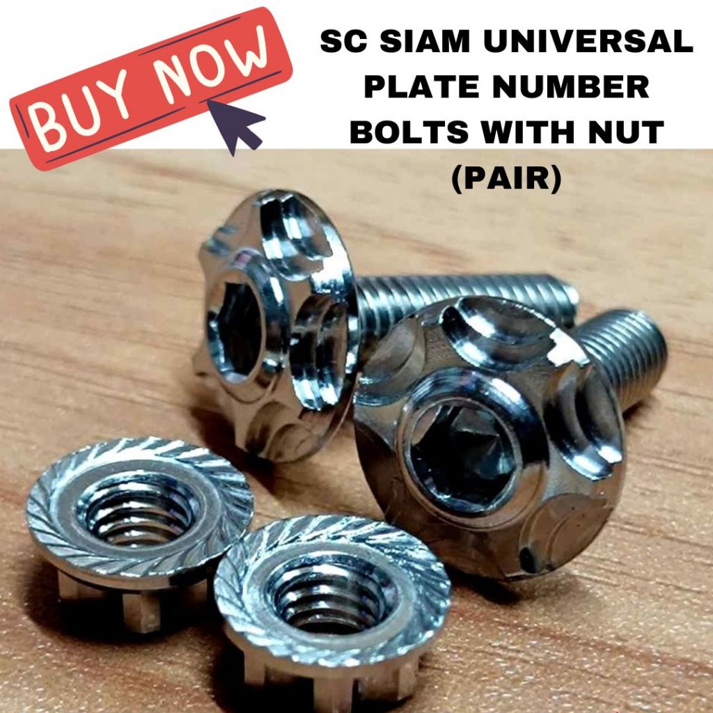SC SIAM UNIVERSAL PLATE NUMBER BOLTS WITH NUT (PAIR) | Shopee Philippines