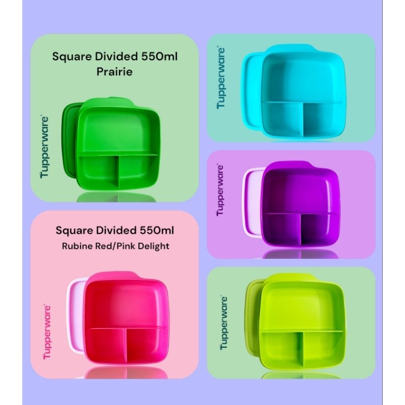 Tupperware Square Divided Lunch Box 550ml | Shopee Philippines