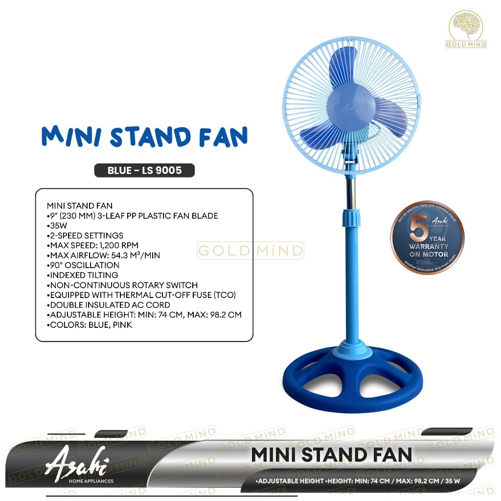 Asahi LS 9005 Colorful Mini Stand Fan 9 inches / Perfect for kids room ...