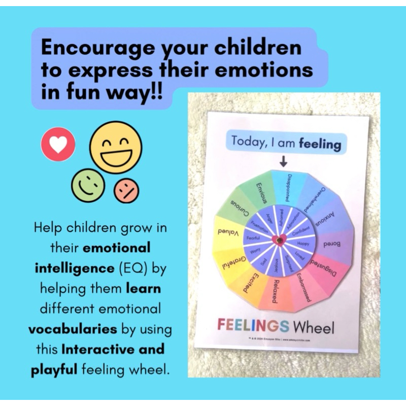 Movable Emotion Wheel -Laminated Feeling Chart for Kids, Educational ...