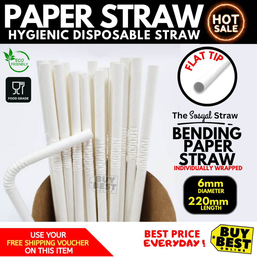 [COD] Bending Paper Straw Individually Wrapped Clean and Hygienic ...