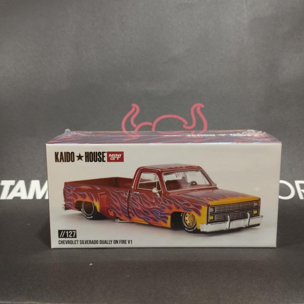 MINI GT Kaido House #127 Chevrolet Silverado Dually On Fire V1 Unsealed ...