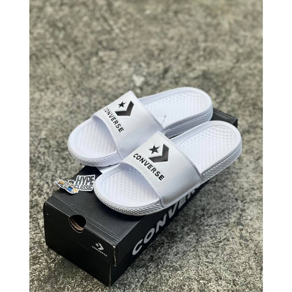 Converse All Star Slide Slip “White Black” with Box | Shopee Philippines