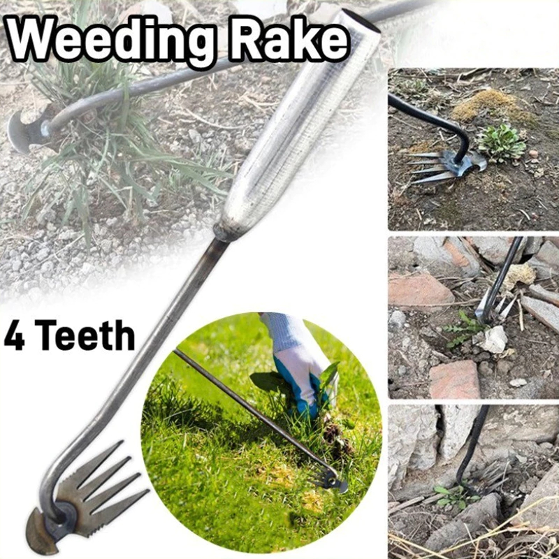 Steel Weed Puller 4 Teeth Weeder Digging Root Remover Weeding Uprooting ...
