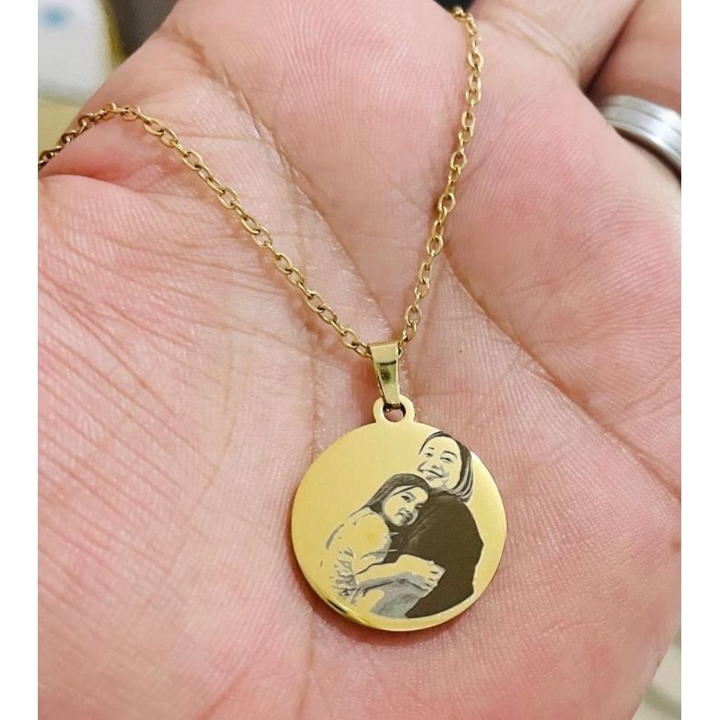 photo sketch engraved necklace non tarnish and hypoallergenic | Shopee ...