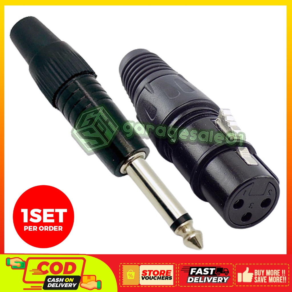 GARAGESALE01 PL55 Mono Plug Microphone Plug Connector Black With XLR 3 ...