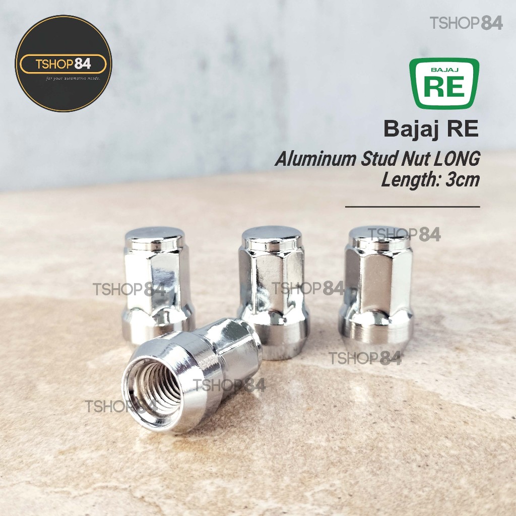 Bajaj RE Aluminum Stud Nut Set LONG #175 4PCS 12PCS FOR AFTERMARKET ...