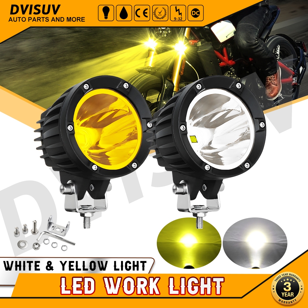 90W White/Yellow LED Light Pods with 3.0 "Round Off-road Lights ...