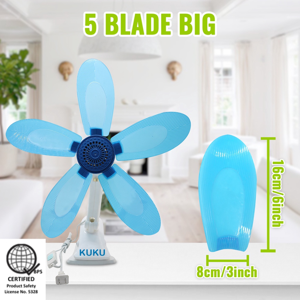 CROWMSTAR KUKU BIG Size Clip Fan 5 Blades Large Clip Fan Table Clip Fan ...