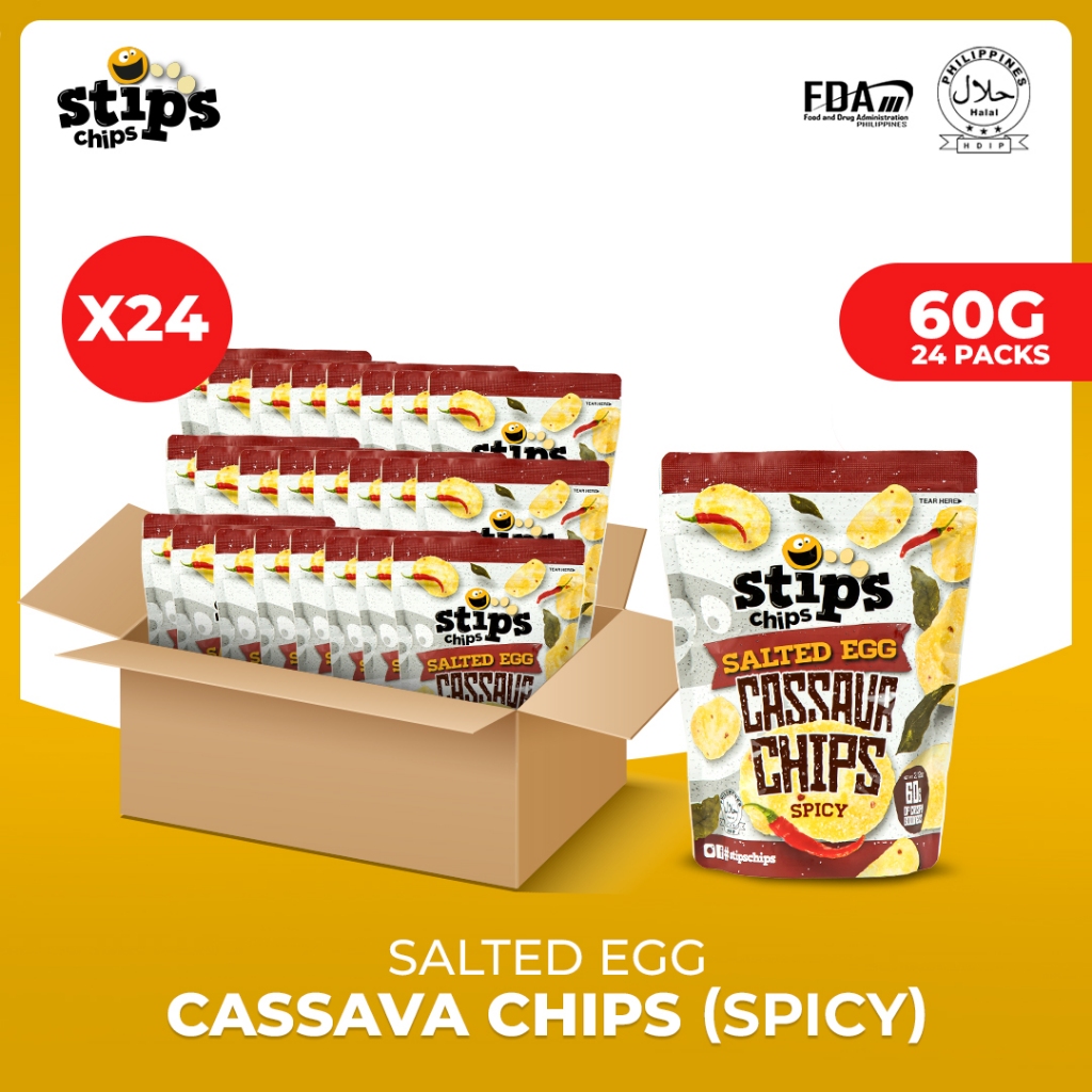 Stip's Chips Salted Egg Cassava Chips Spicy 60g Bundle 24's | Shopee ...