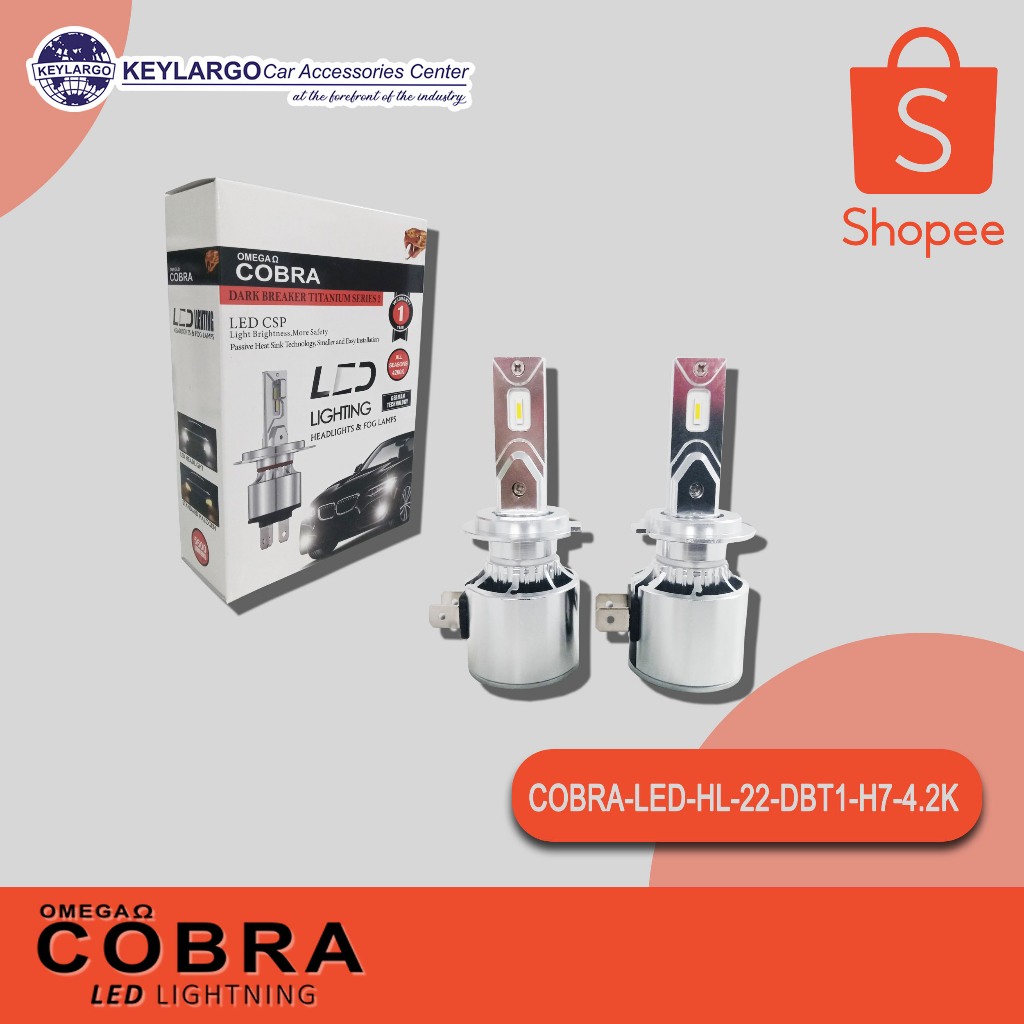 COBRA LED COB HEADLIGHT 5600 LUMEN DARK BREAKER TITANIUM SERIES 2, 2PCS ...