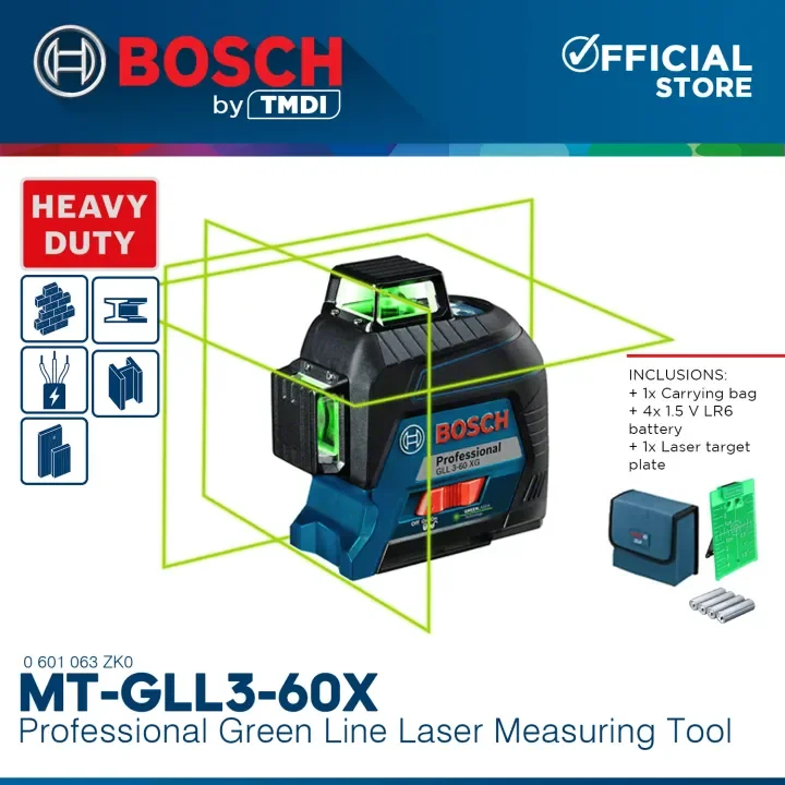 BOSCH Professional Green Line Laser Measuring Tool GLL 3-60 XG 100% ...
