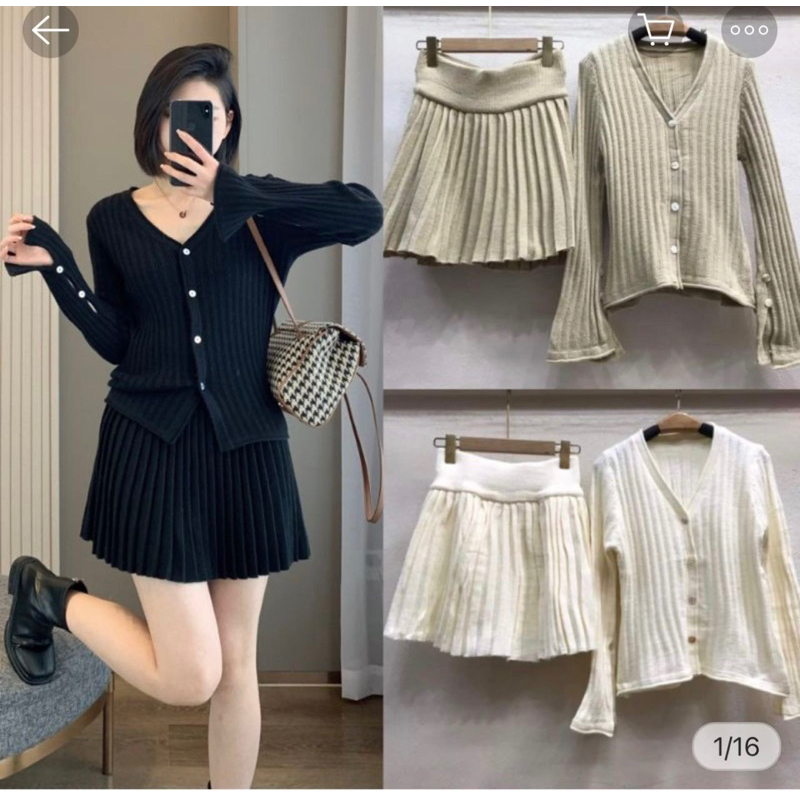Onlyfashion Knitted Terno Longsleeve Mini Skirt 5667 Shopee 8242
