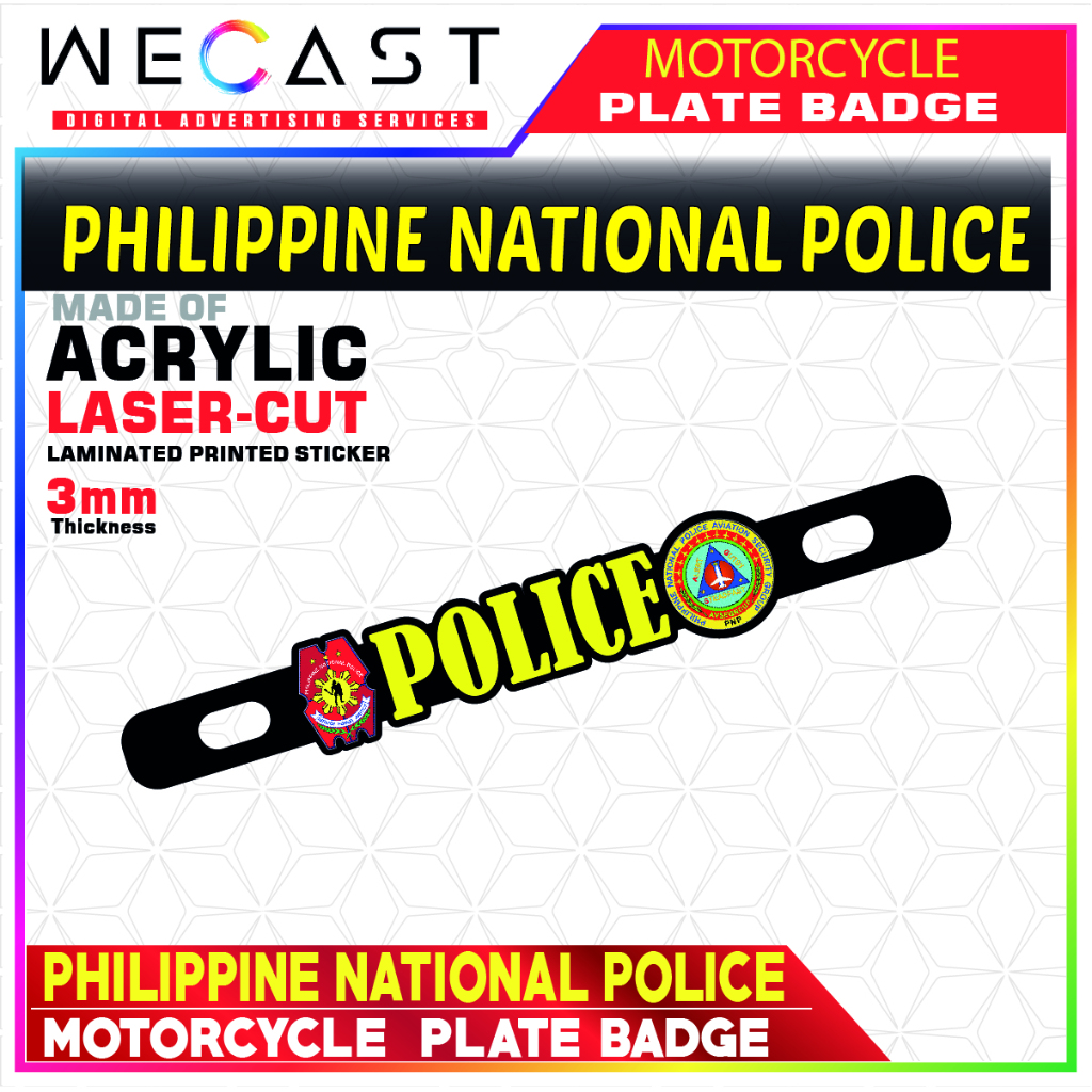 WECAST Philippine National Police Motorcycle Plate Badge Acrylic-based ...