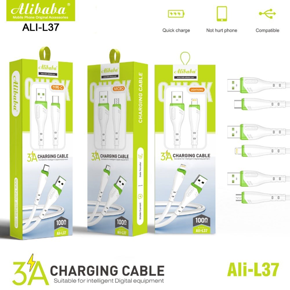 Original Ali 3A Output Quick Charge Charging Cable for IOS Micro Type C ...
