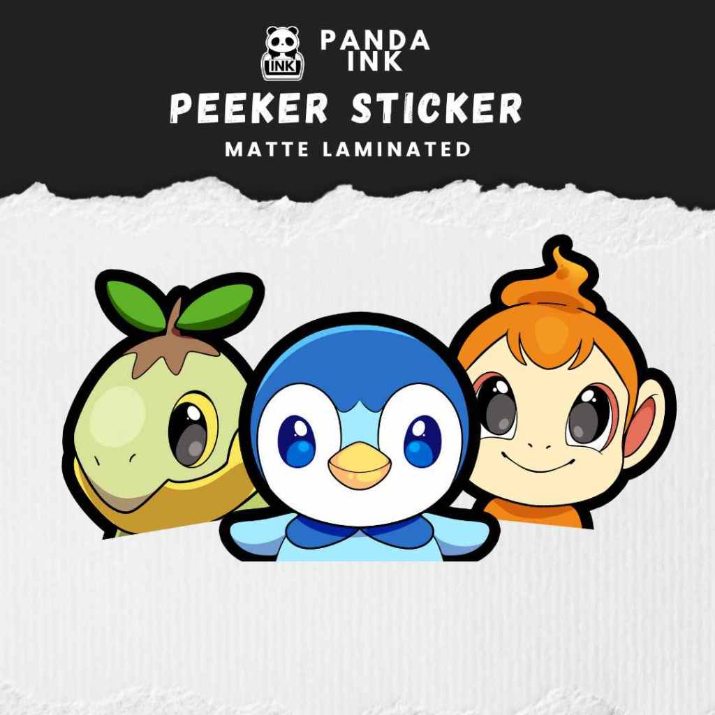 Pokemon Peeker Sticker Diamond and Pearl Starter Piplup Turtwig and ...