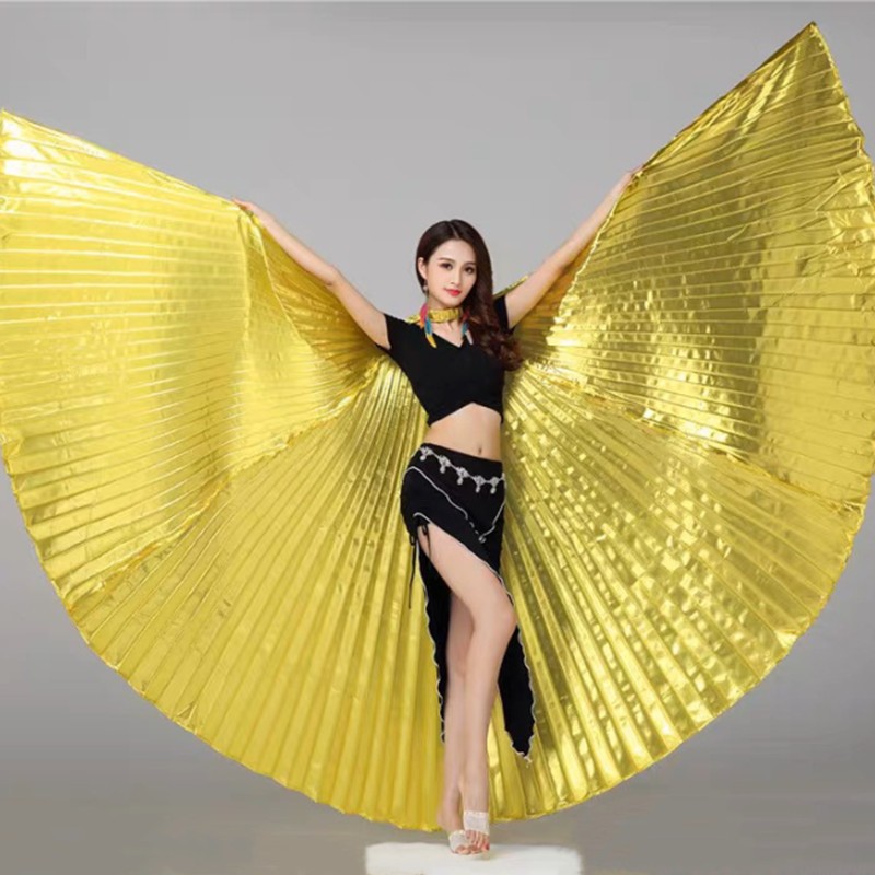 Halloween Belly Dance Golden Wings Prop Performance Costume Adult Dance ...
