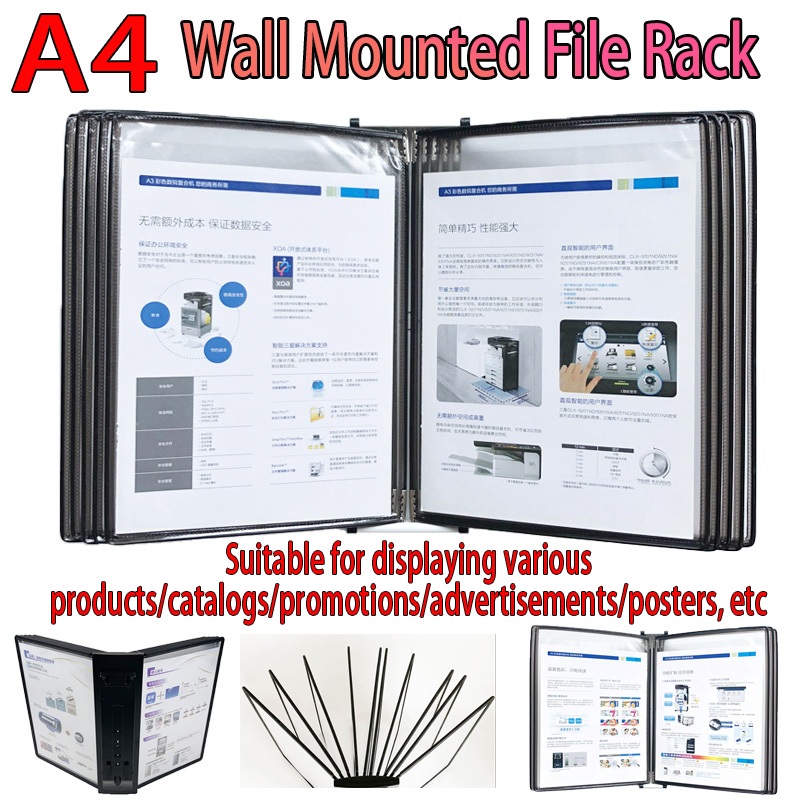 Wall-Mounted Flip-Leaf Information Rack A4 5/10 Leaf Suitable for ...