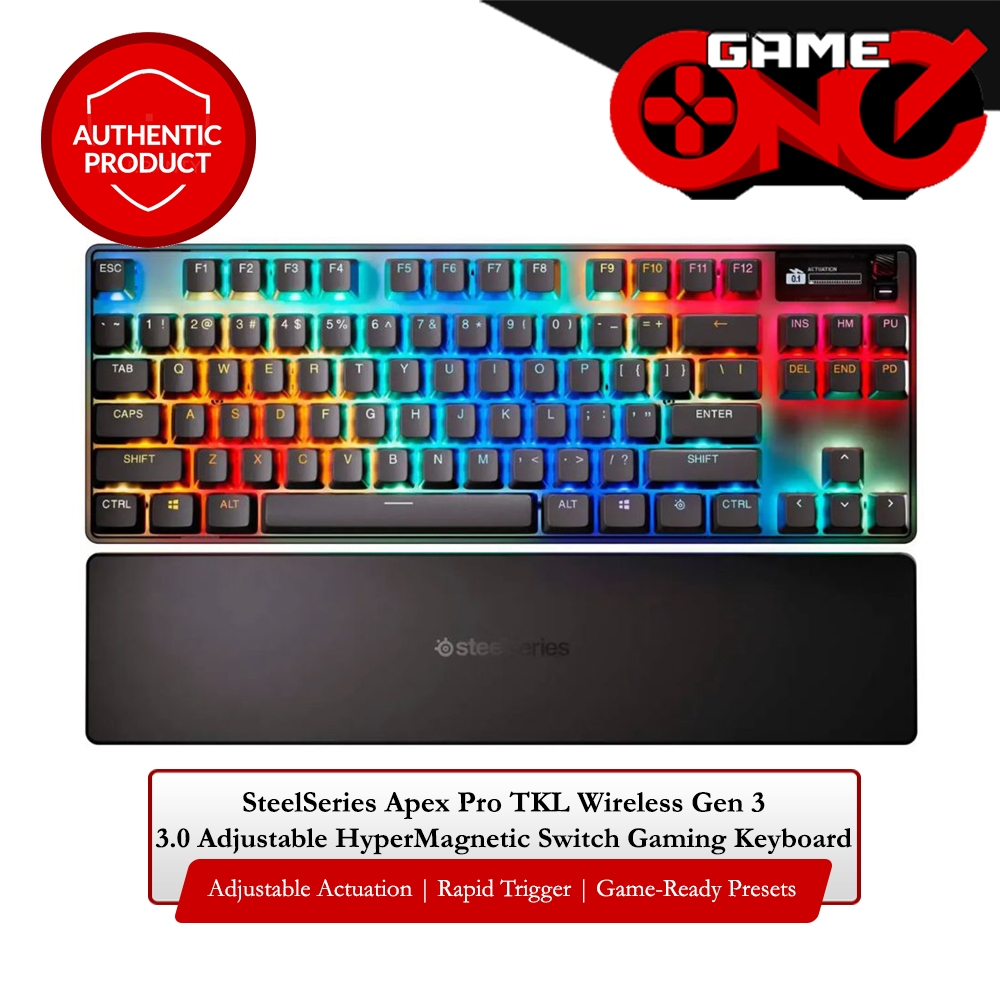 SteelSeries Apex Pro TKL Wireless Gen 3 OmniPoint 3.0 Adjustable HyperMagnetic Switch Keyboard ...
