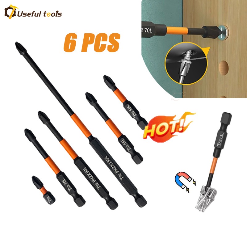 6PCS Magnetic Cross Screwdriver Impact Drill Bit Alloy Steel Screw Bit ...