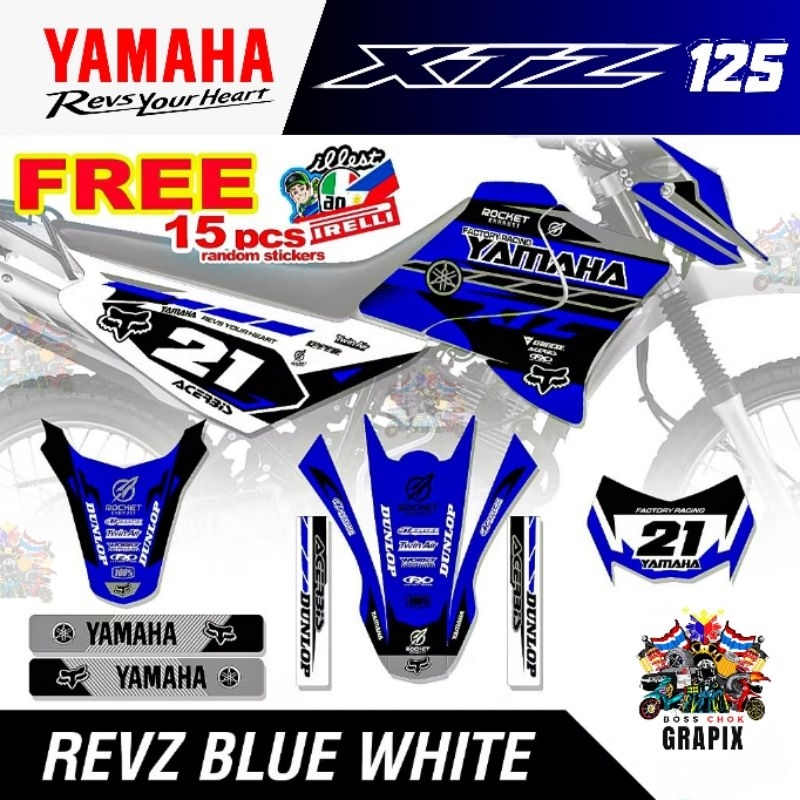 Yamaha XTZ 125 "Revz" Design Full Body Decals Fade Resistant Sticker ...