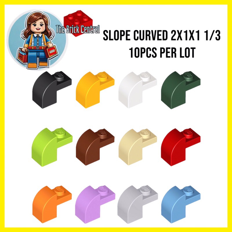 The Brick Central • LEGO Slope Curved 1x2 with Recessed Stud 6091 32807 ...