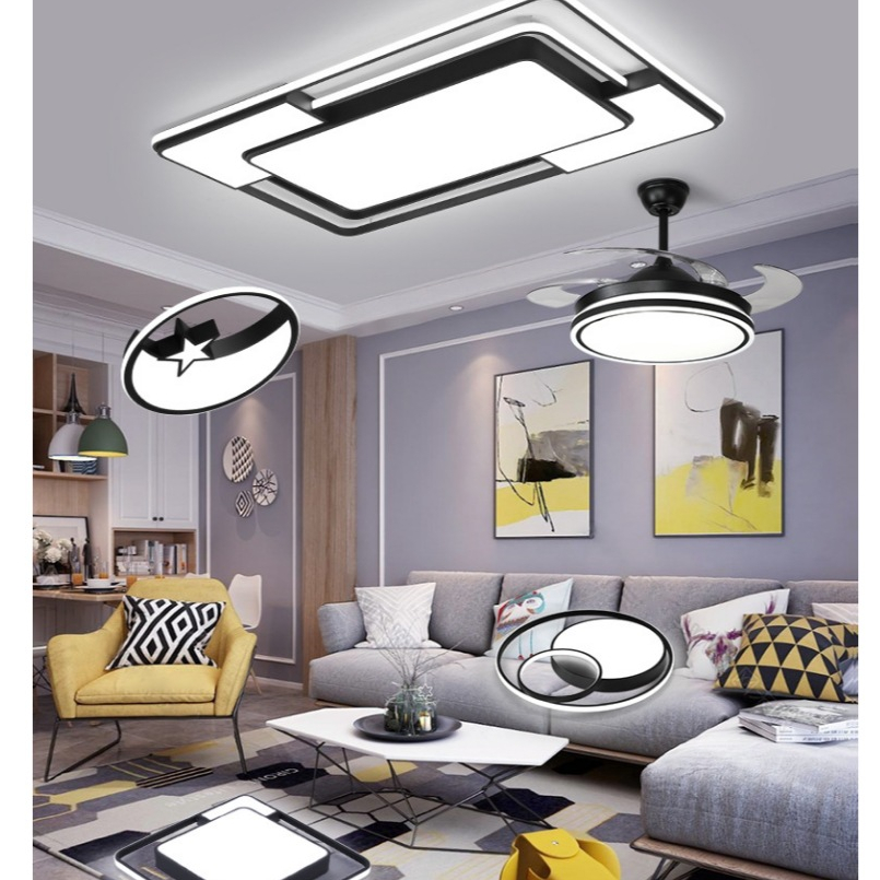 Modern Acrylic LED Ceiling Lights Black Square | Shopee Philippines