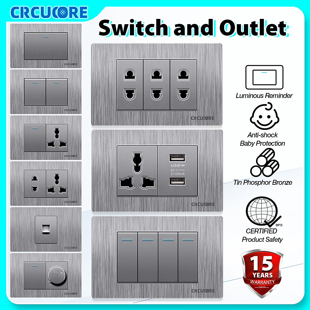 SUPER WIDE Wall Switches Socket 3 Gang Universal Outlet Home Light 1 2 ...