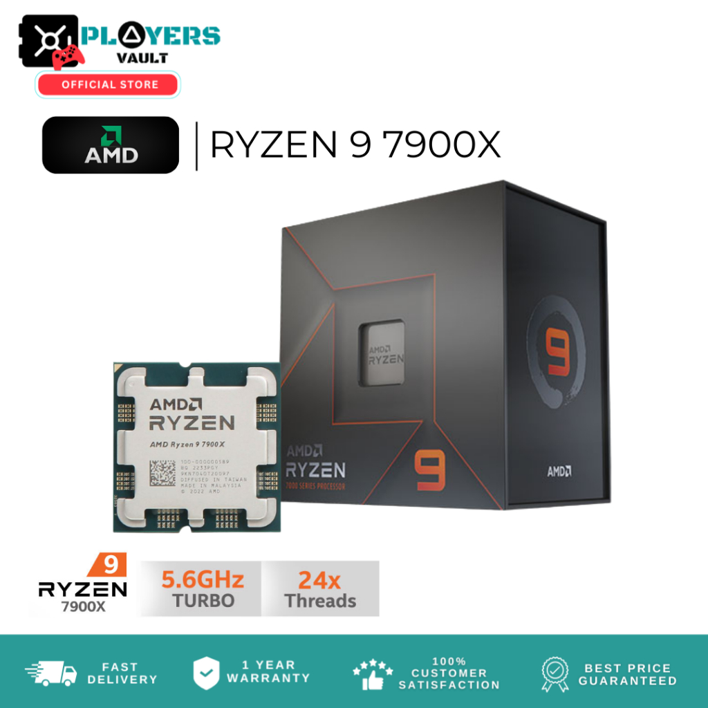 AMD Ryzen™ 9 7900X 12-Core, 24-Thread Unlocked Desktop Processor ...